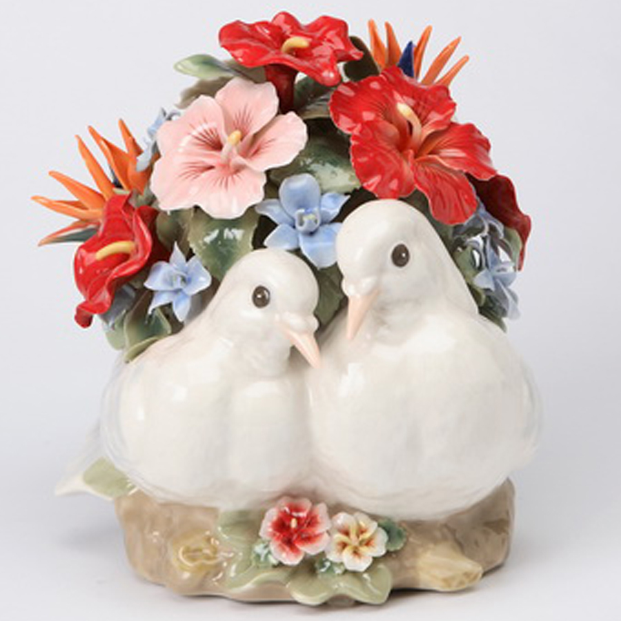 Musical Love Birds-Tropical Flowers | The Music Box Company