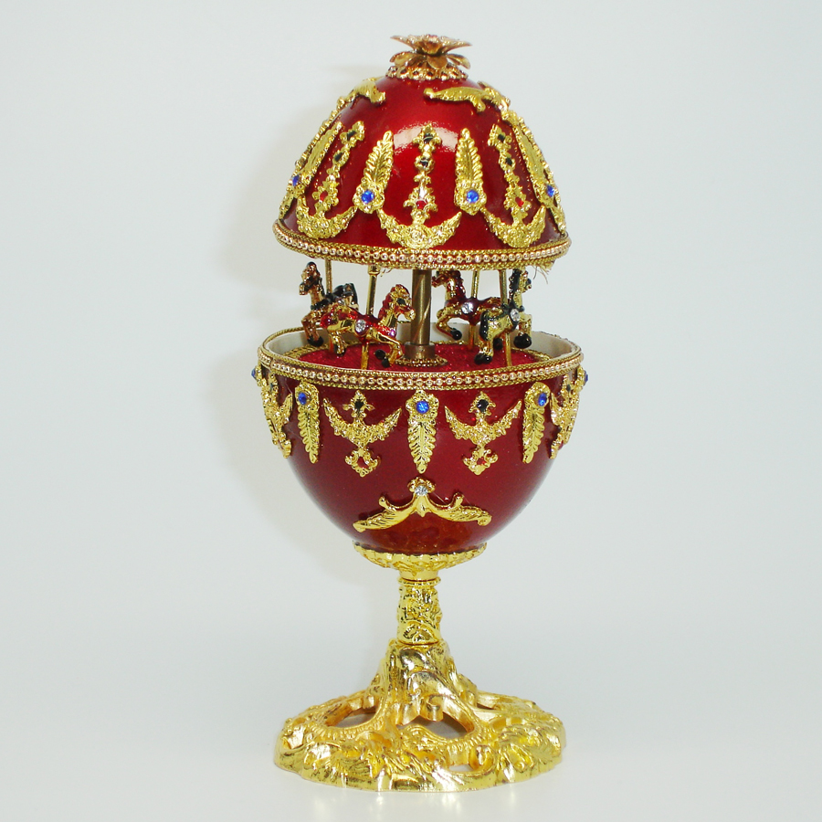 Musical Carousel Goose Egg – Ruby Carousel | The Music Box Company