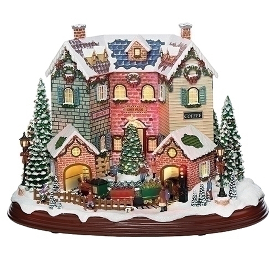 Large Musical Village with Train | The Music Box Company