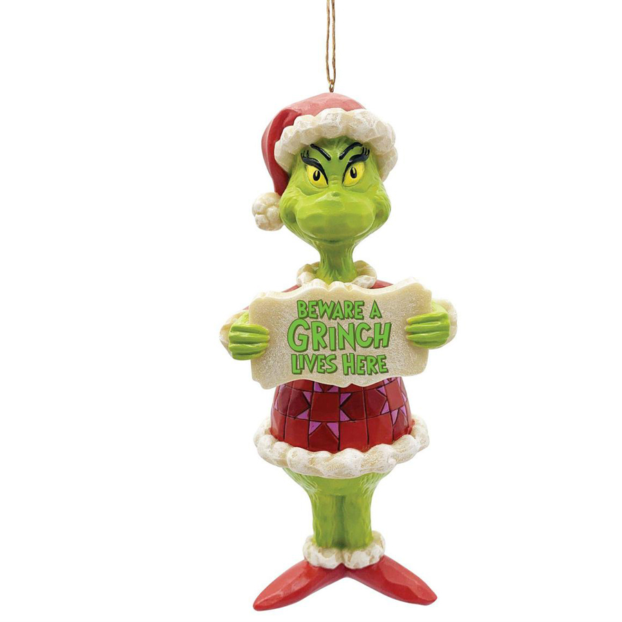 Beware A Grinch Lives Here Ornament | The Music Box Company
