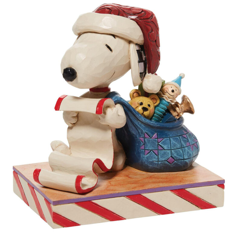 Santa Snoopy with List and Bag | The Music Box Company