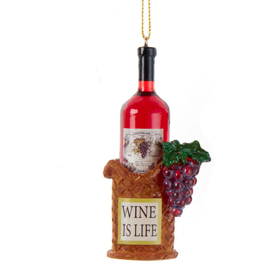 Wine Bottle Ornament – Wine is Life | The Music Box Company