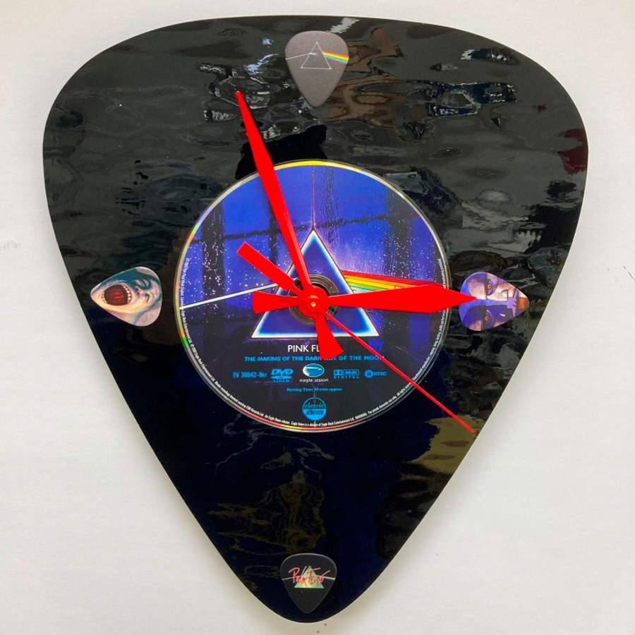 Pink Floyd Guitar Pick Glass Clock | The Music Box Company