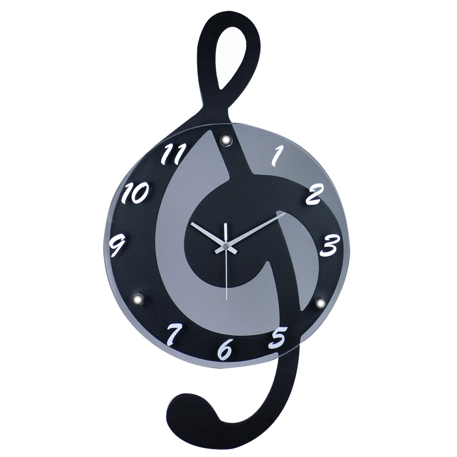 Black Treble-Clef Wall Clock | The Music Box Company