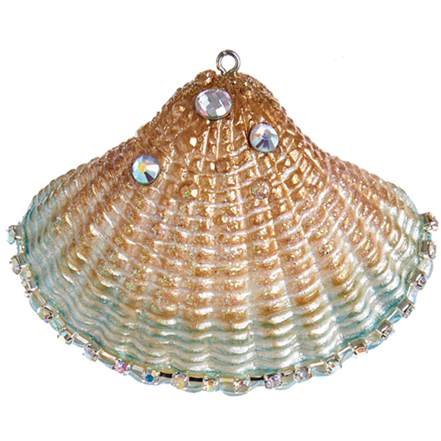 Jeweled Seashell Ornament – Gold | The Music Box Company