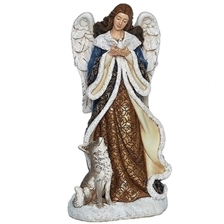 Stunning Angel with a Fox and a Dove | The Music Box Company