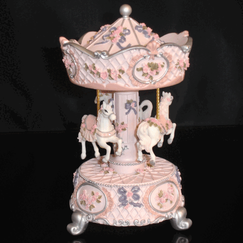 Musical Carousel – Pink With Roses | The Music Box Company