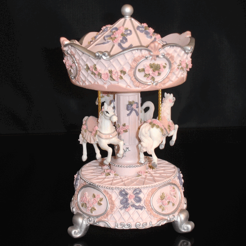 Musical Carousel – Pink With Roses | The Music Box Company