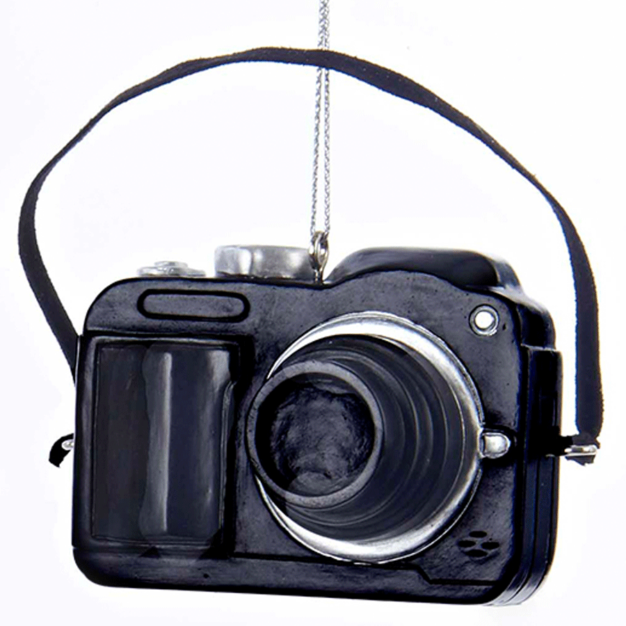 Digital Style Camera Ornament -Black | The Music Box Company