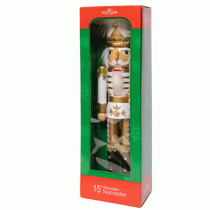 15″ Gold & White Nutcracker – Sword | The Music Box Company