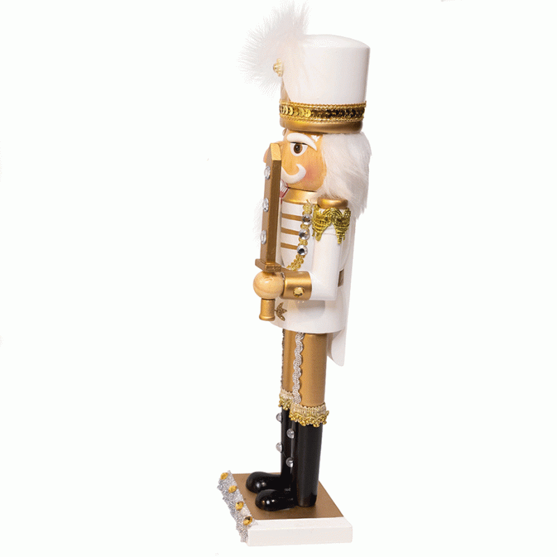 15″ Gold & White Nutcracker – Sword | The Music Box Company