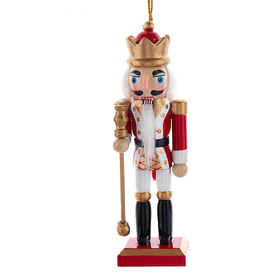 King Soldier Nutcracker With Staff Ornament | The Music Box Company