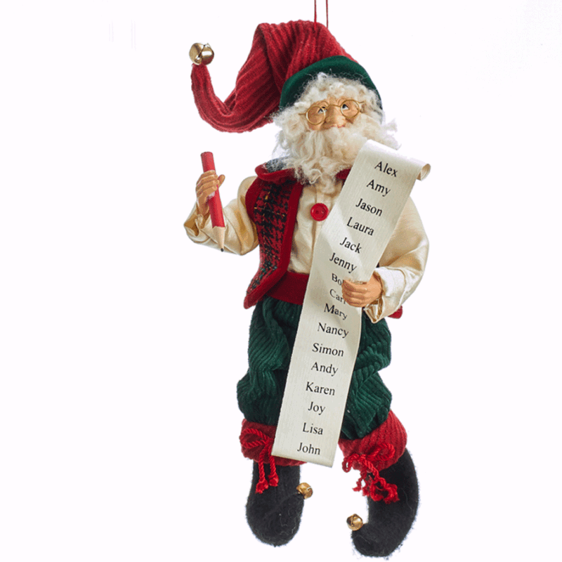 Kringle Klaus 12 inch Elf with List | The Music Box Company