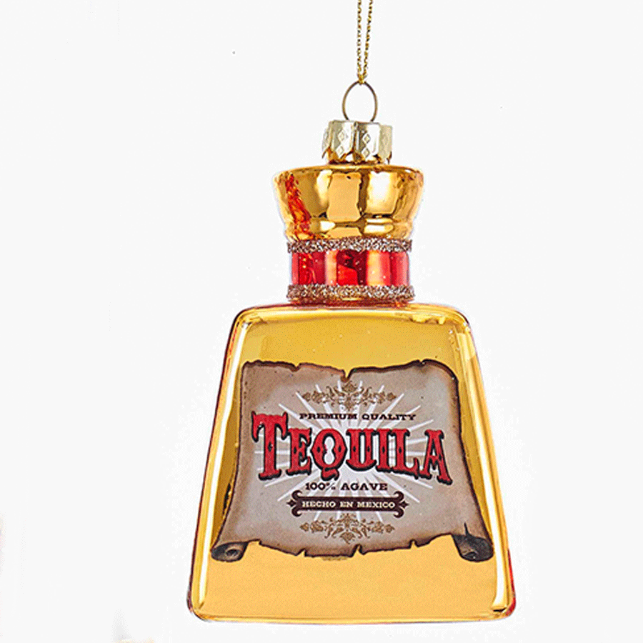 Glass Tequila Bottle Ornament | The Music Box Company