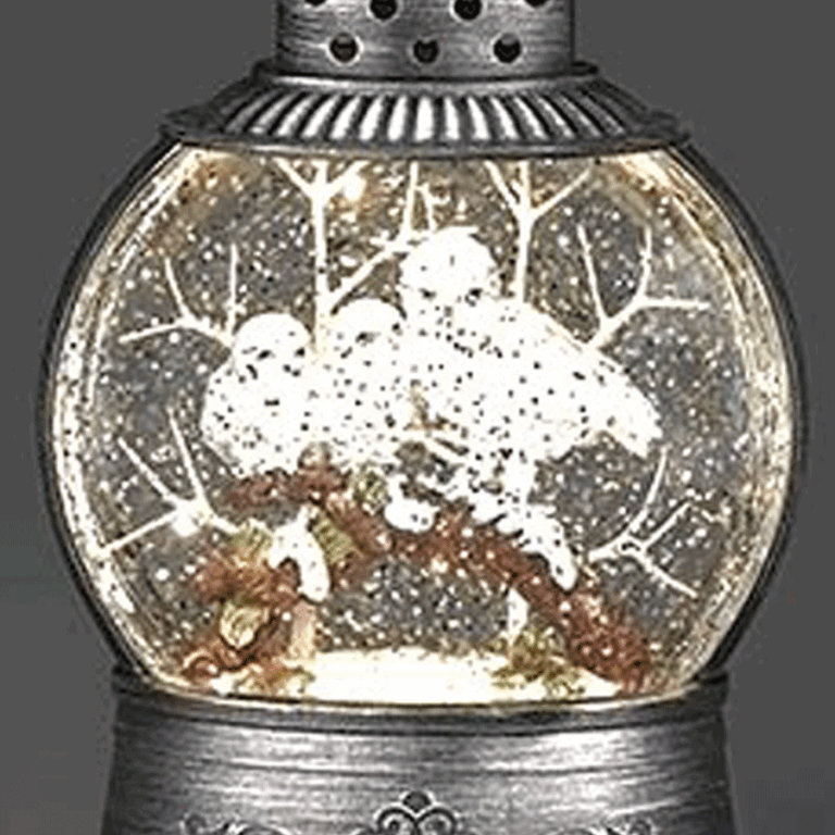 White Owls Lighted Swirl Lantern | The Music Box Company
