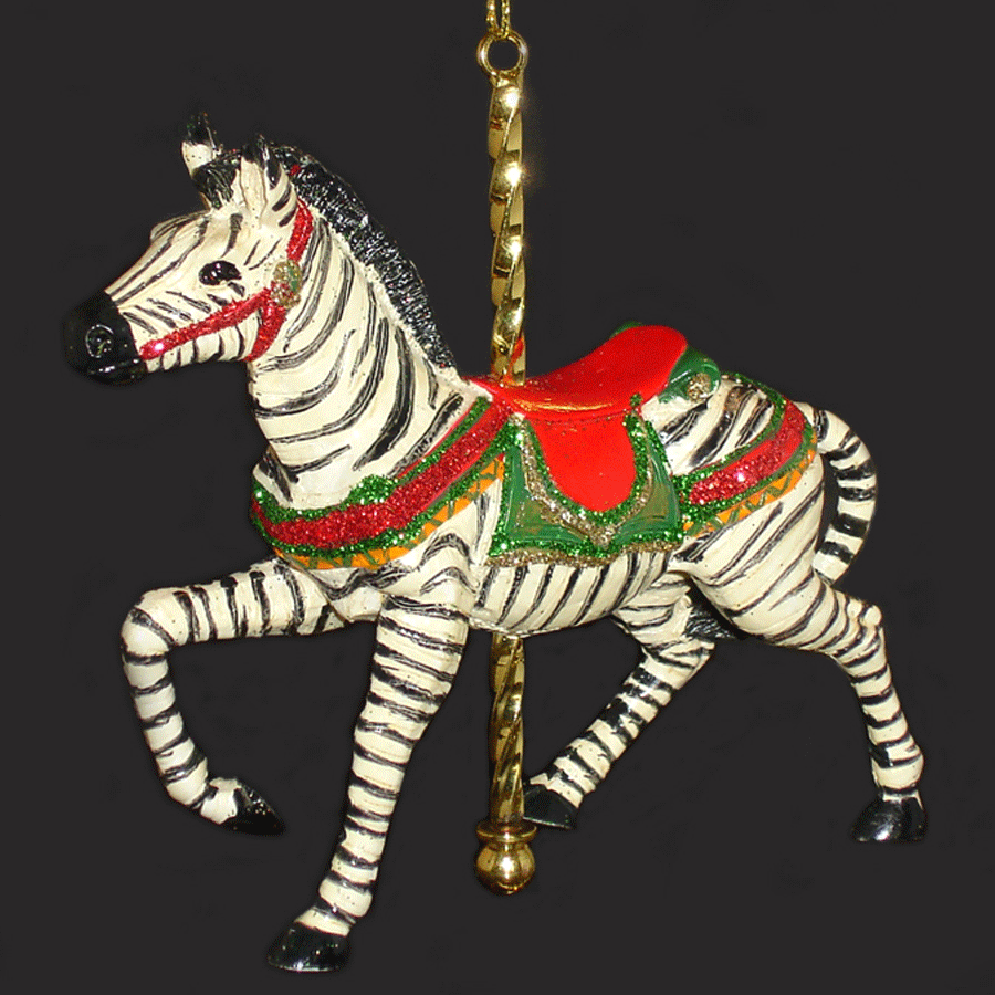 Zebra Carousel Horse Ornament | The Music Box Company